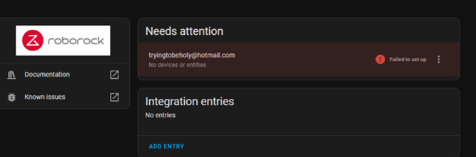 Roborock setup fails with construct · Issue #94197 · home-assistant/core · GitHub