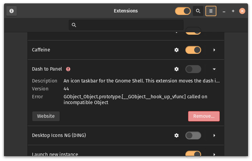 Error After Update Gobjectobjectprototype Gobjecthookupvfunc Called On Incompatible 