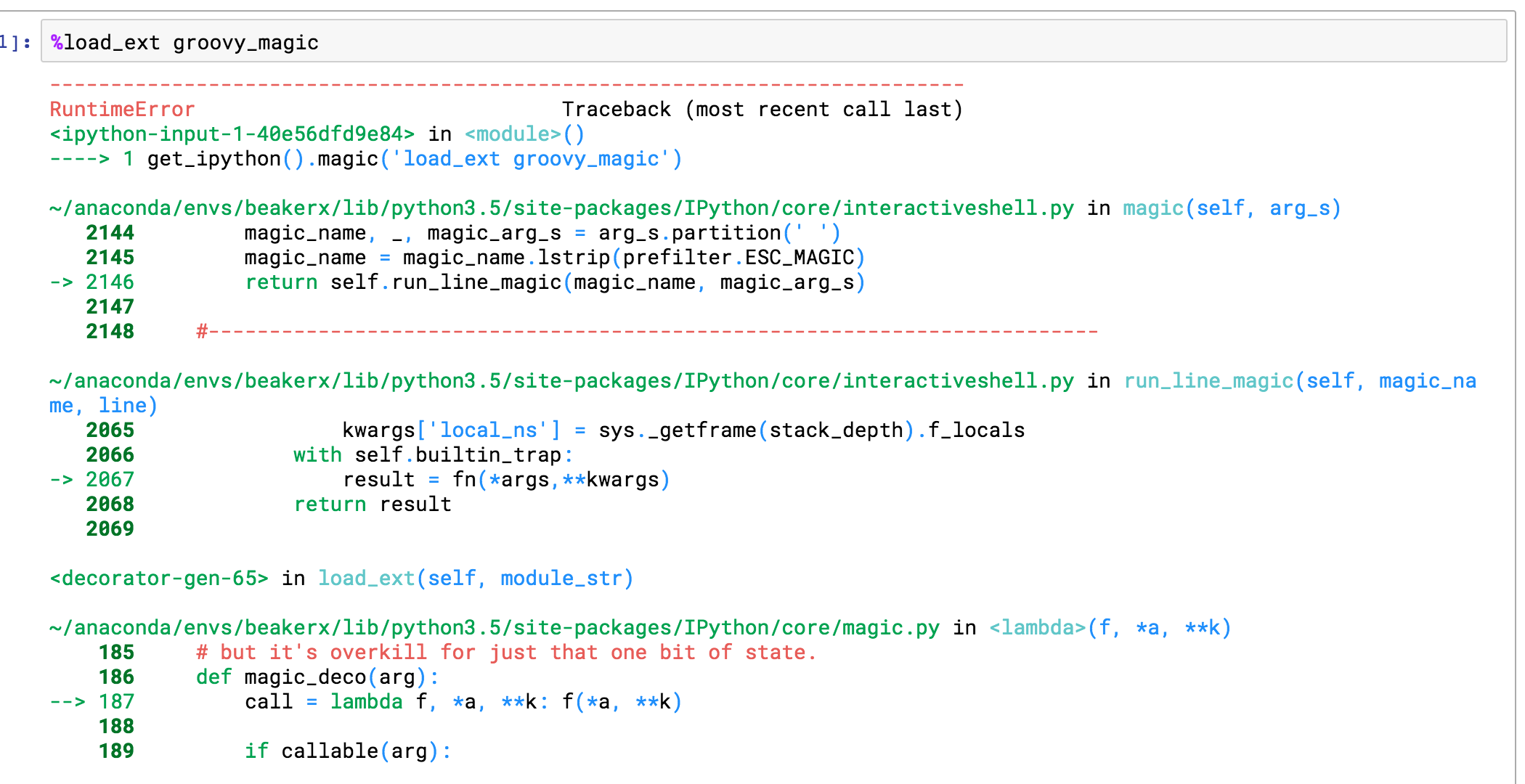 Python Magic to run Groovy broken · Issue #5677 · twosigma/beakerx · GitHub