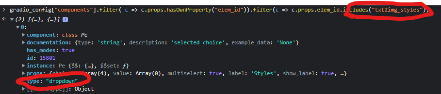 [Bug]: "Styles" dropdown is not a proper dropdown, but is listed as dropdown in gradio-configs ...