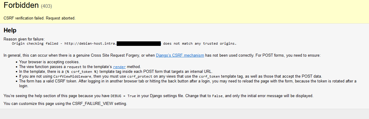 Forbidden (403) CSRF verification failed. Request aborted. · Issue #597 · retspen/webvirtcloud ...