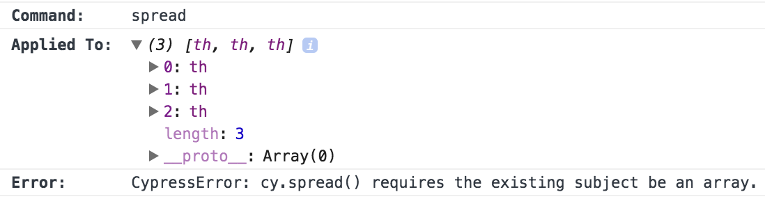 `cy.spread` doesn't work on selections · Issue #735 · cypress-io ...