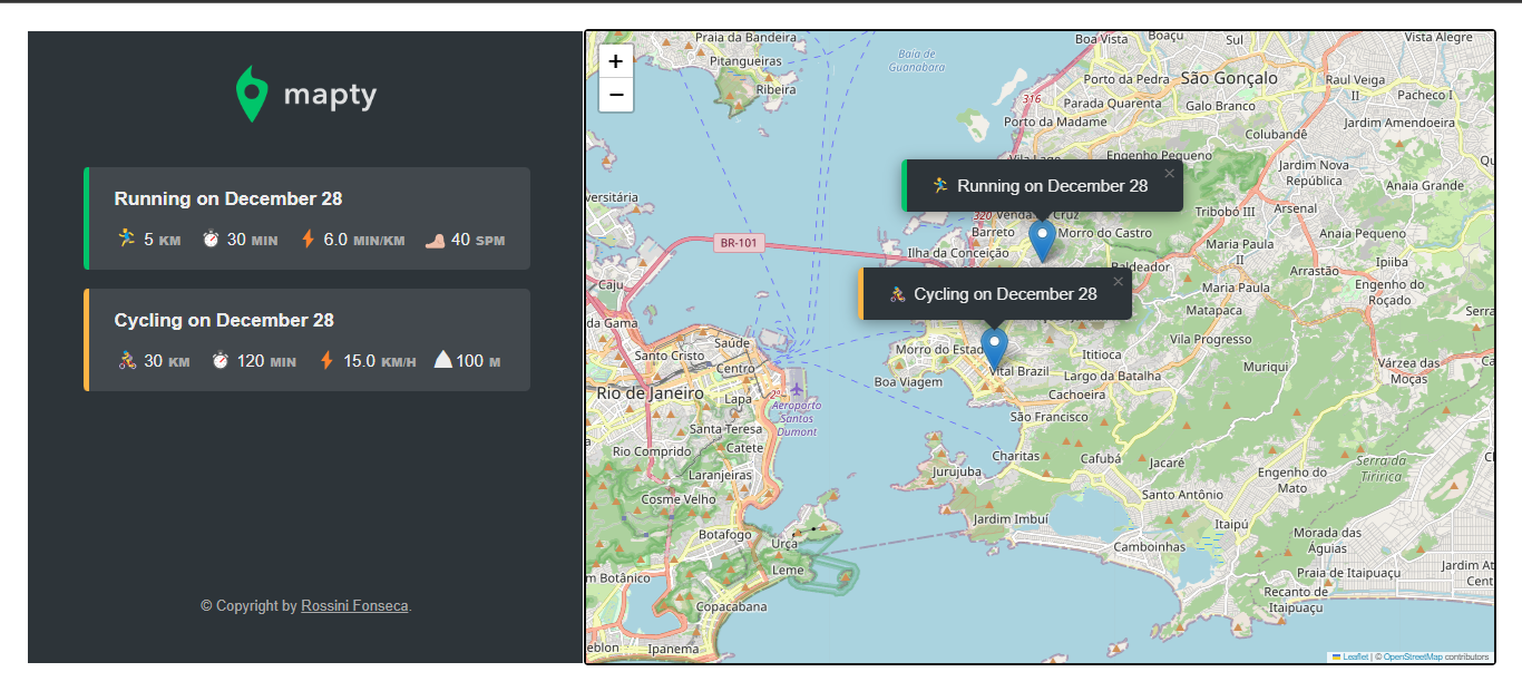 Github Xrossinifonseca Mapty App App Para Registro De Atividades Esportivas Corrida Ciclismo