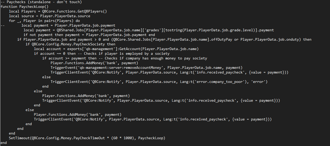 [BUG] Paychecks not removing money from society money for jobs · Issue #740 · qbcore-framework ...