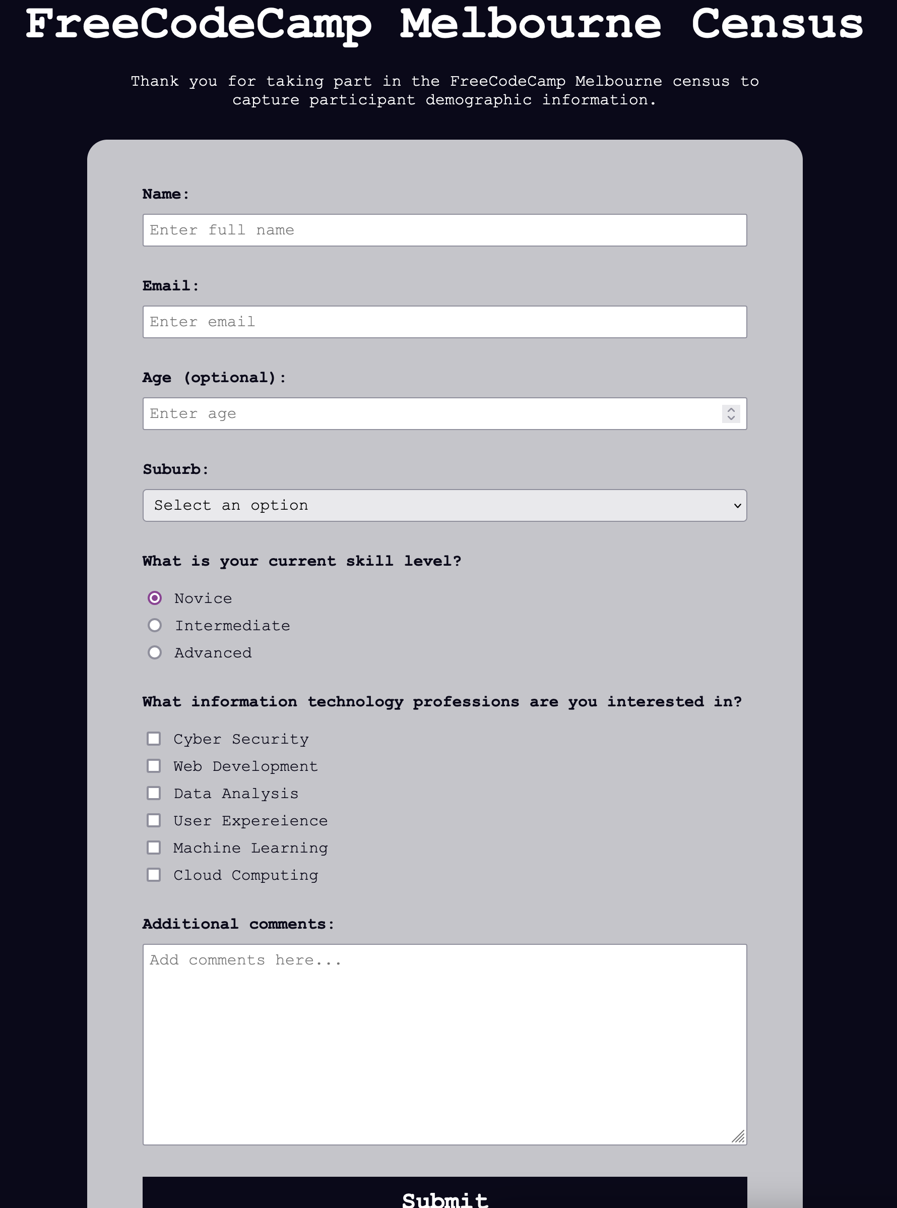 GitHub - jethrosweb/2-survey-form
