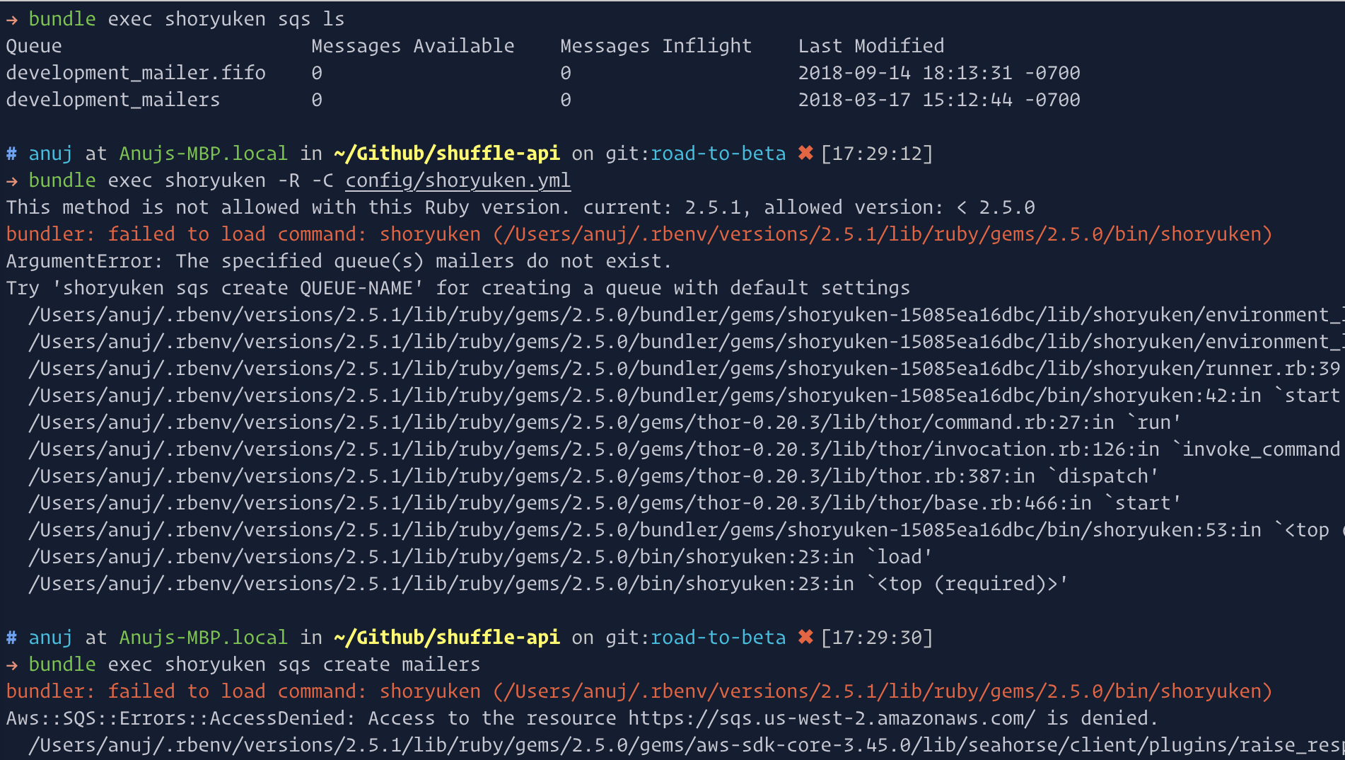 SQS AccessDenied even though Listing Queues works · Issue #547 · ruby-shoryuken/shoryuken · GitHub