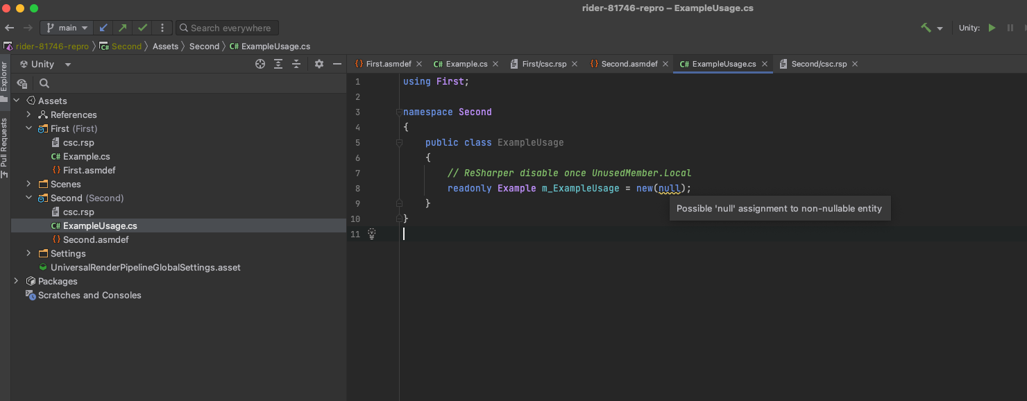 GitHub - MorrisonCole/rider-81746-repro: Reproduction for Rider issue https://youtrack.jetbrains ...