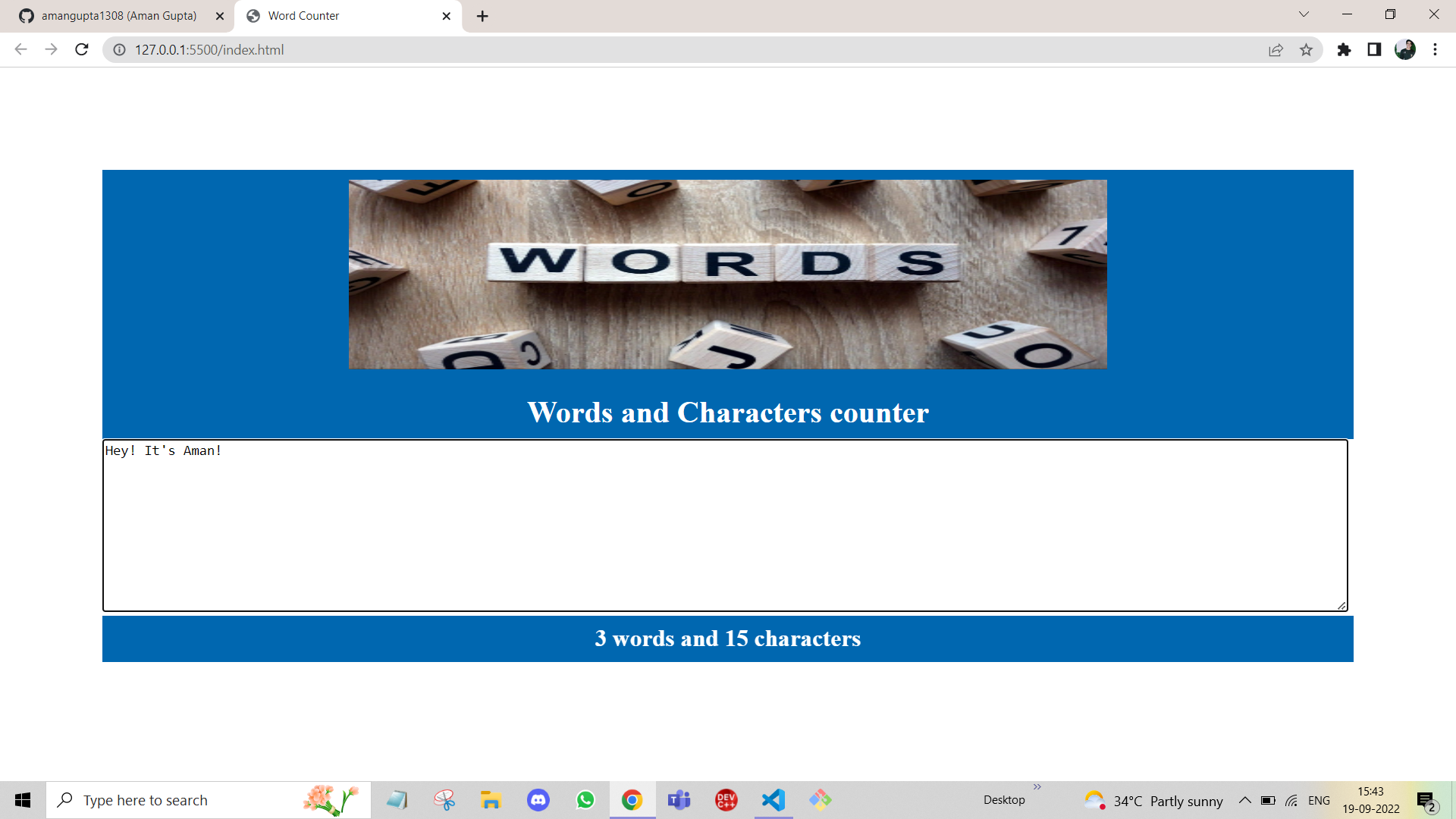 GitHub - amangupta1308/Word-Counter: It's a Word Counter made by HTML ...