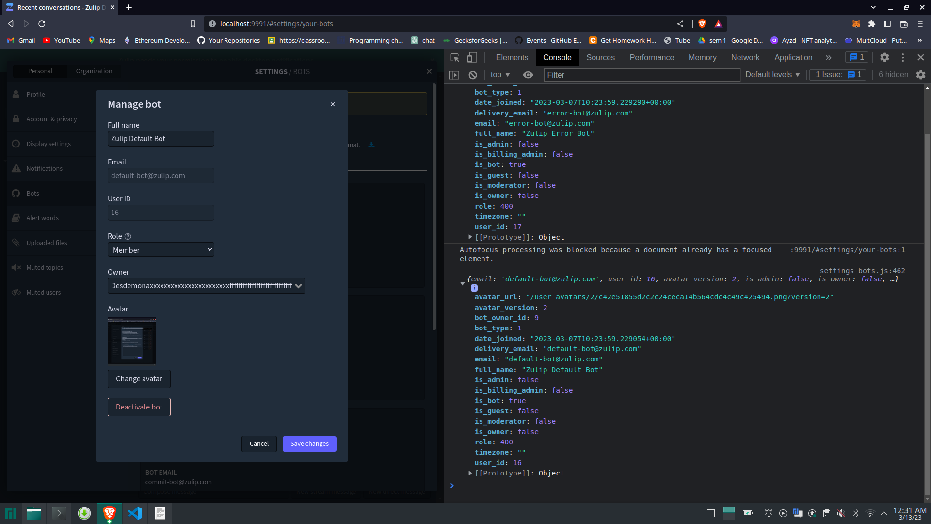 Fix behavior when editing bot avatar. · Issue #24427 · zulip/zulip · GitHub