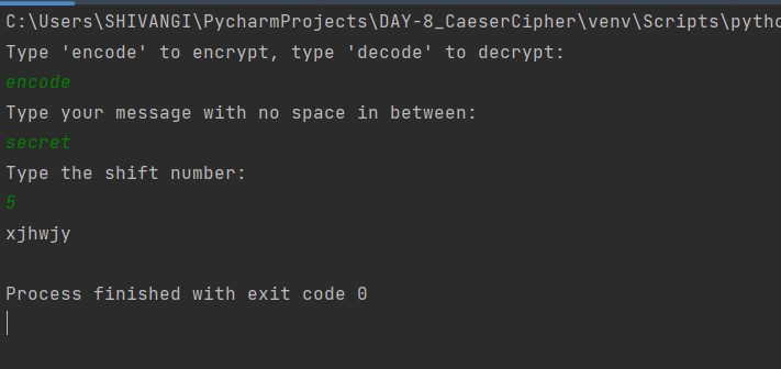 GitHub - Shivangi2250/Caesar-Cipher: a method of secret writing in ... GitHub - Shivangi2250/Caesar-Cipher: a method of secret writing in ...