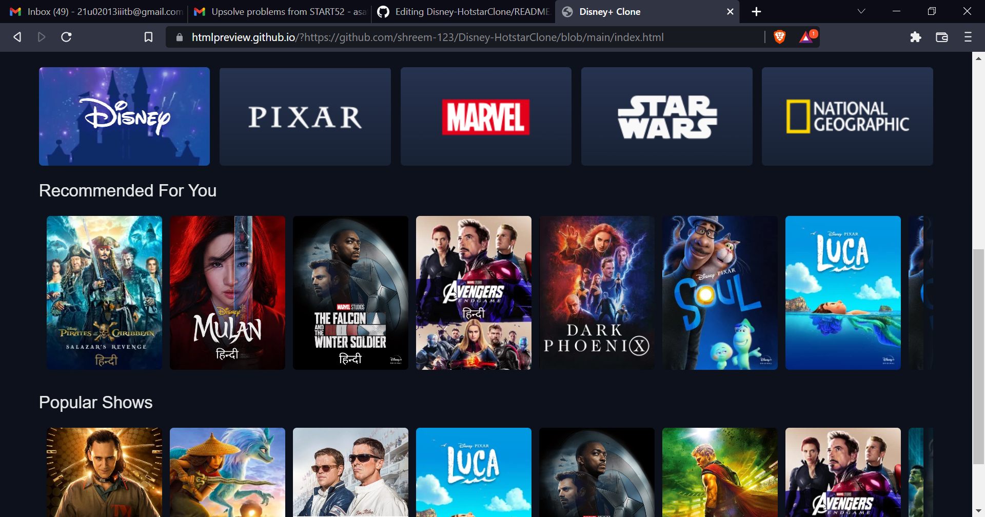GitHub - shreem-123/Disney-HotstarClone: Created with CodeSandbox
