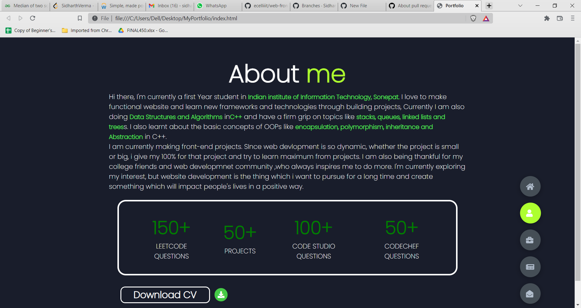 GitHub - SidharthVerma-tech/MyPortfolio: This is my portfolio but is not responsive.