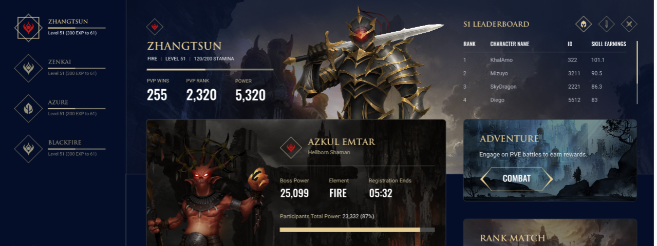 new-game-ui : Character switching + Plaza + Upgrade/skins/options ...