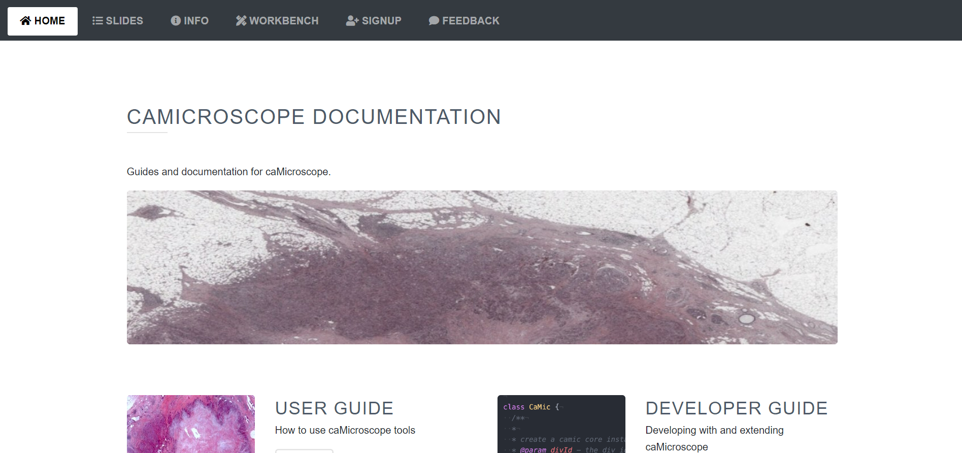 Navbar not displaying in documentation page · Issue #583 · camicroscope/caMicroscope · GitHub
