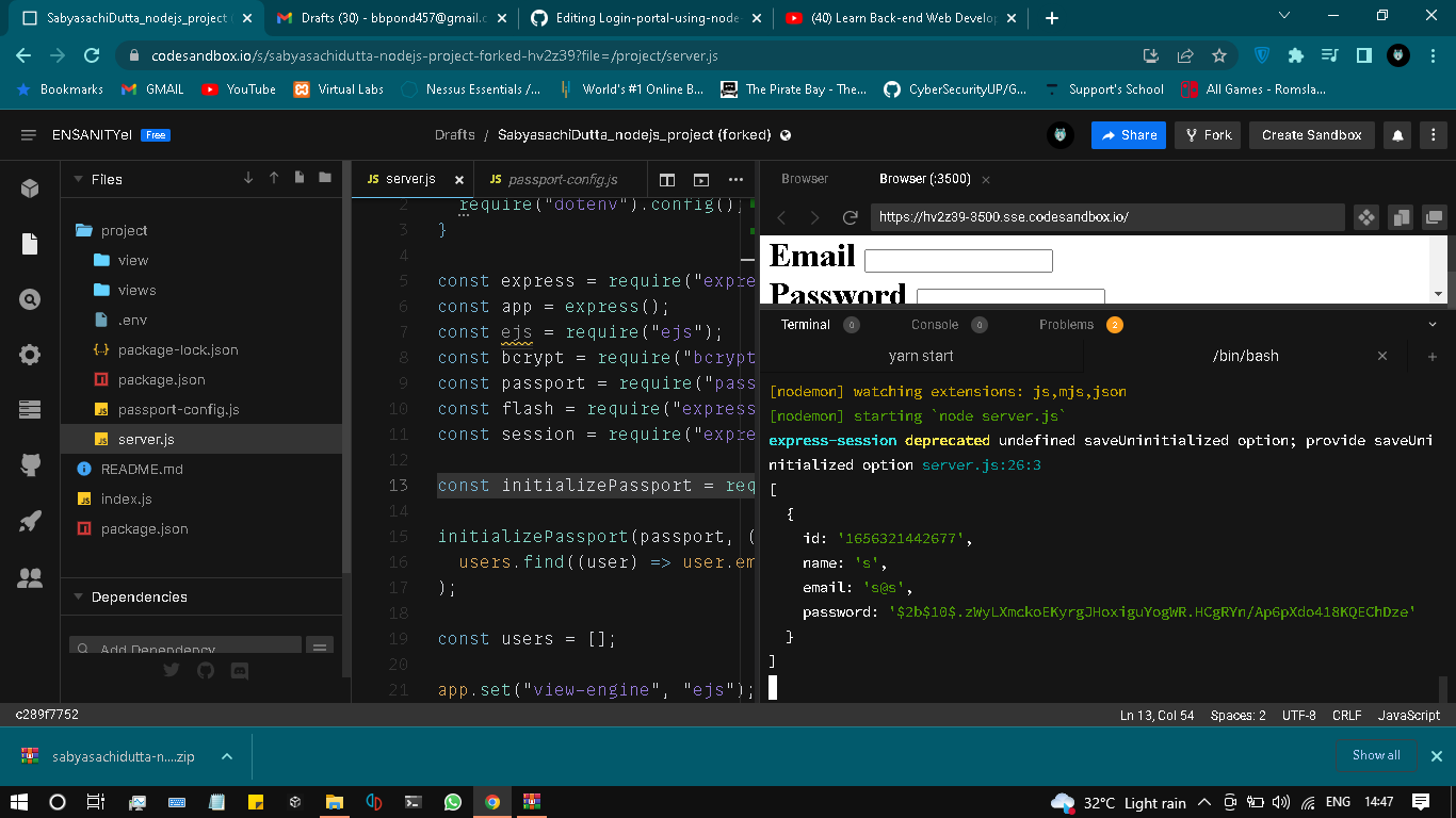 GitHub - ENSANITYel/Login-portal: Login portal using html and node js ...