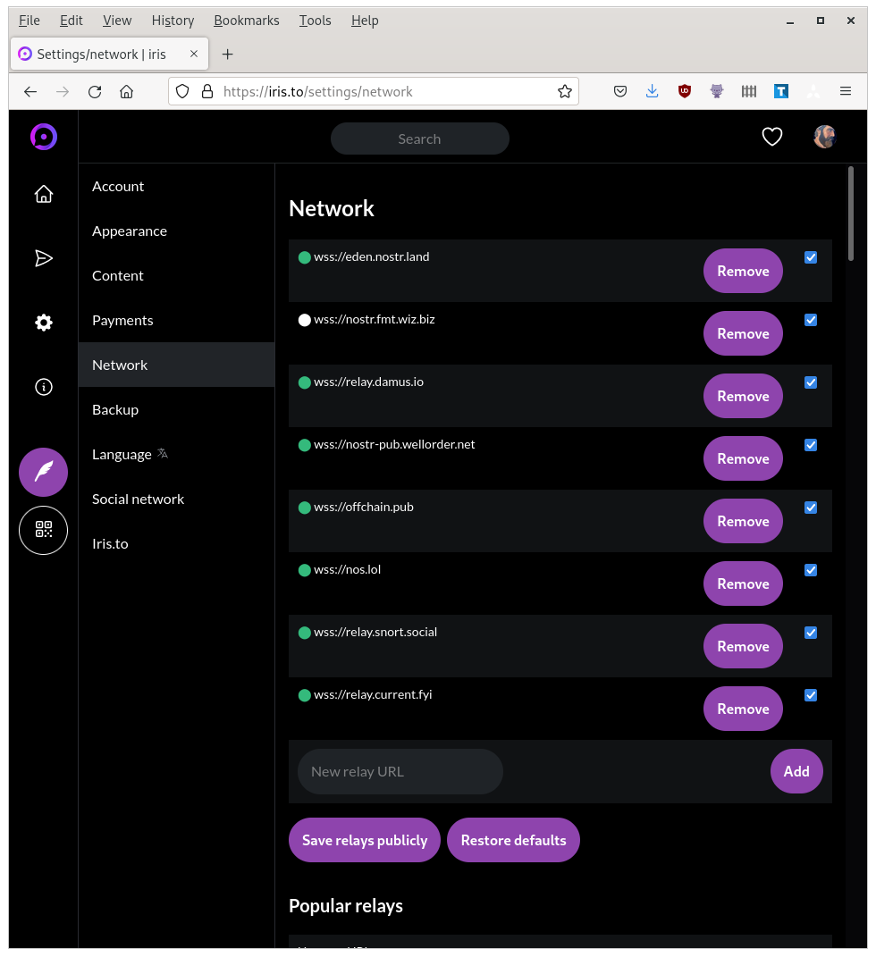 public relay list is disregarded · Issue #403 · irislib/iris-messenger · GitHub