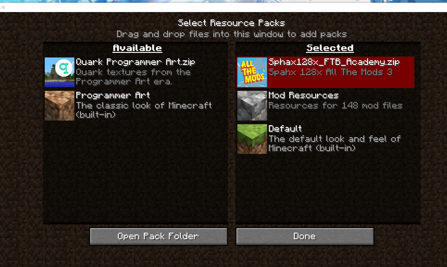 dont load resourcepack and shaders · Issue #2656 · FTBTeam/FTB-Modpack-Issues · GitHub