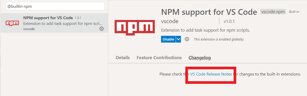 Built-in extension link to release notes doesn't work · Issue #121507 ...