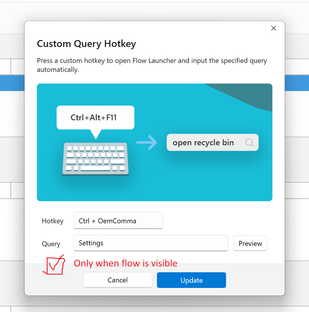 Assign hotkey only when launcher is opened · Issue #2212 · Flow-Launcher/Flow.Launcher · GitHub