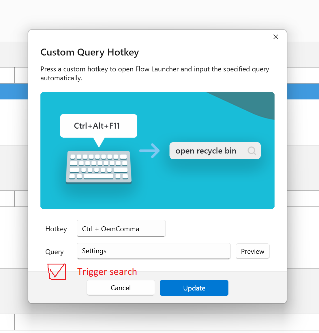 Trigger option for custom query hotkey · Issue #2213 · Flow-Launcher/Flow.Launcher · GitHub