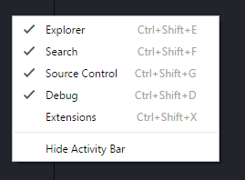 Consider using left aligned checkboxes for activity bar context menu ...