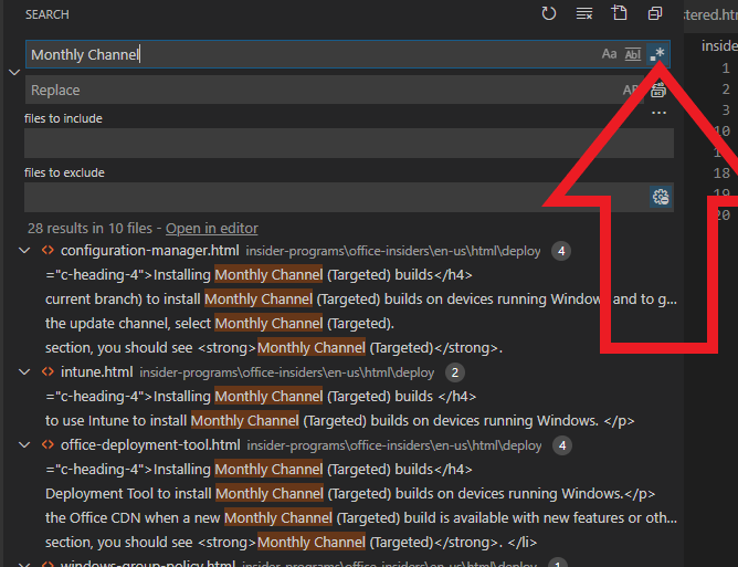 Search and replace not working for some strings that contain ...