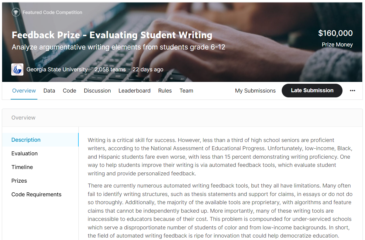GitHub - jjh0909/Evaluating-Student-Writing: Kaggle NLP Competition (Feedback Prize - Evaluating ...