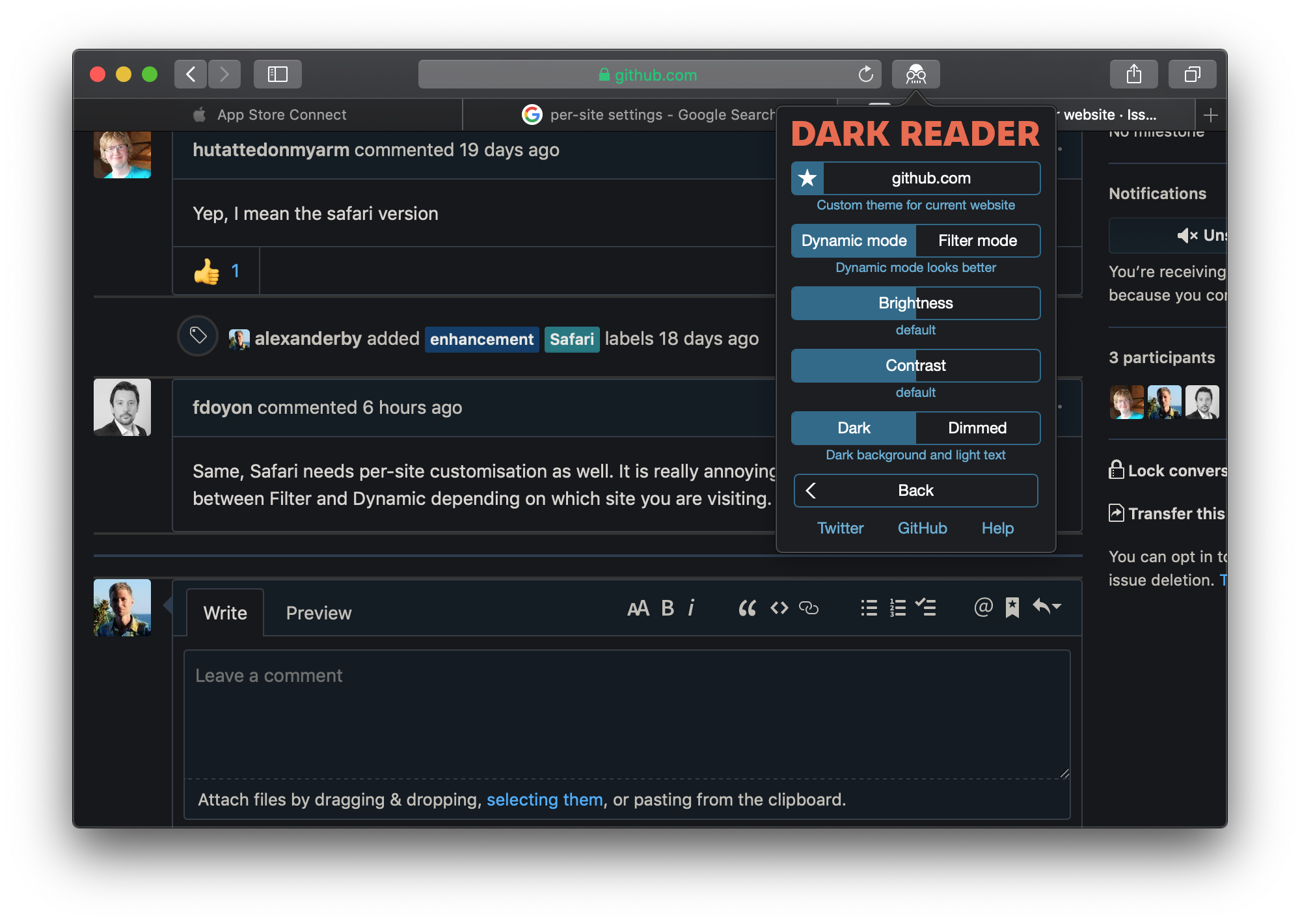 Select filter/dynamic per website · Issue #786 · darkreader/darkreader · GitHub