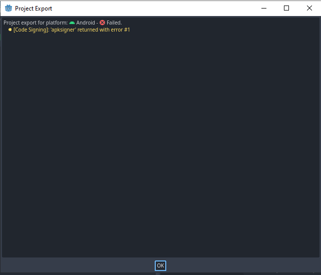 Apk signer returned with error #1 · Issue #70831 · godotengine/godot · GitHub
