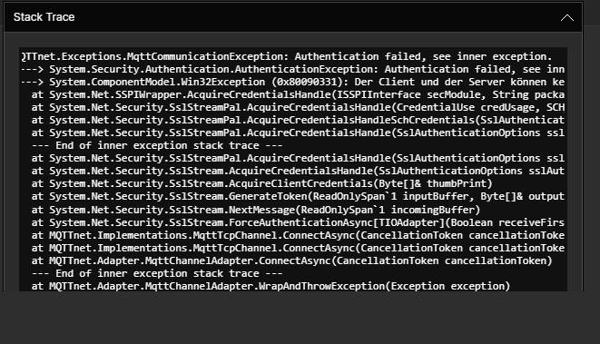Bug When The Authentication Fails The Stacktrace Window Overlays The Buttons · Issue 75 