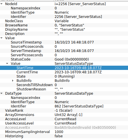 StartTime and CurrentTime in ServerStatus node not update · Issue #1469 · FreeOpcUa/opcua ...