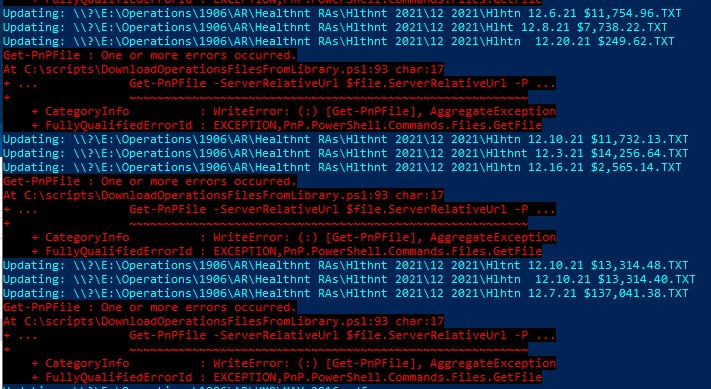 [BUG] Get-PnPFile errors on groups of .TXT files (every 3rd file) · Issue #1745 · pnp/powershell ...