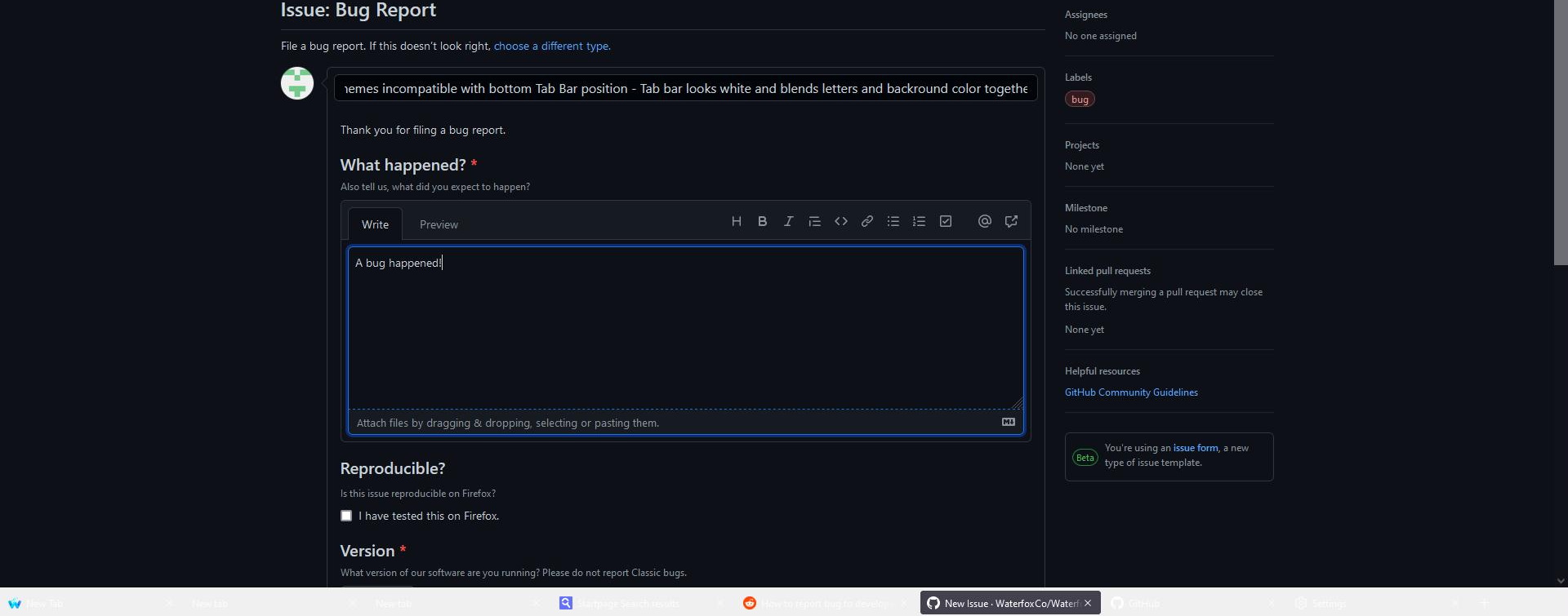 Dark themes incompatible with bottom Tab Bar position option - Tab bar ...