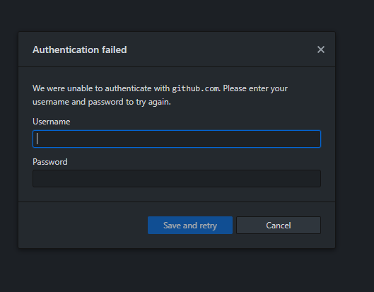 Github Desktop Asks For My Login And Password Only On A Specific Repository Others Repo Work 