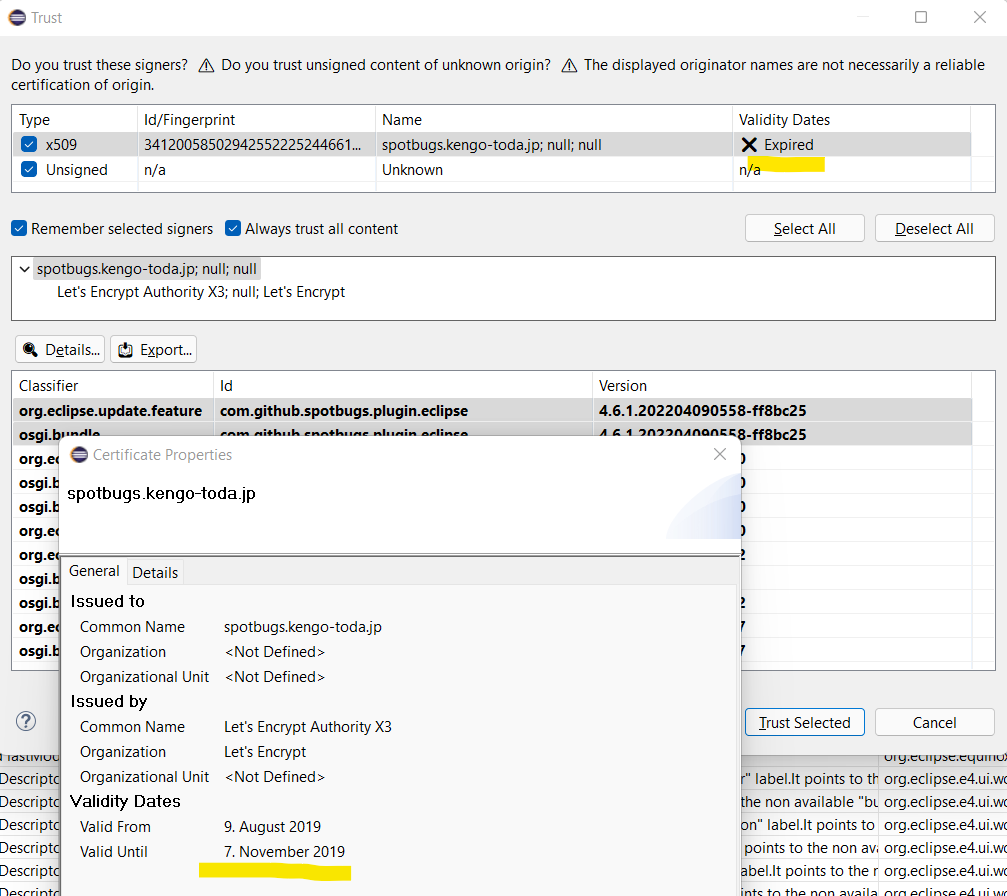 Certificate expired · Issue #2008 · spotbugs/spotbugs · GitHub