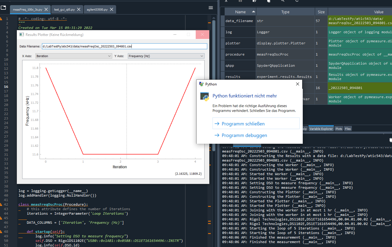 Spyder Project Crashes After Measurement Procedure Is Finished · Pymeasure Pymeasure