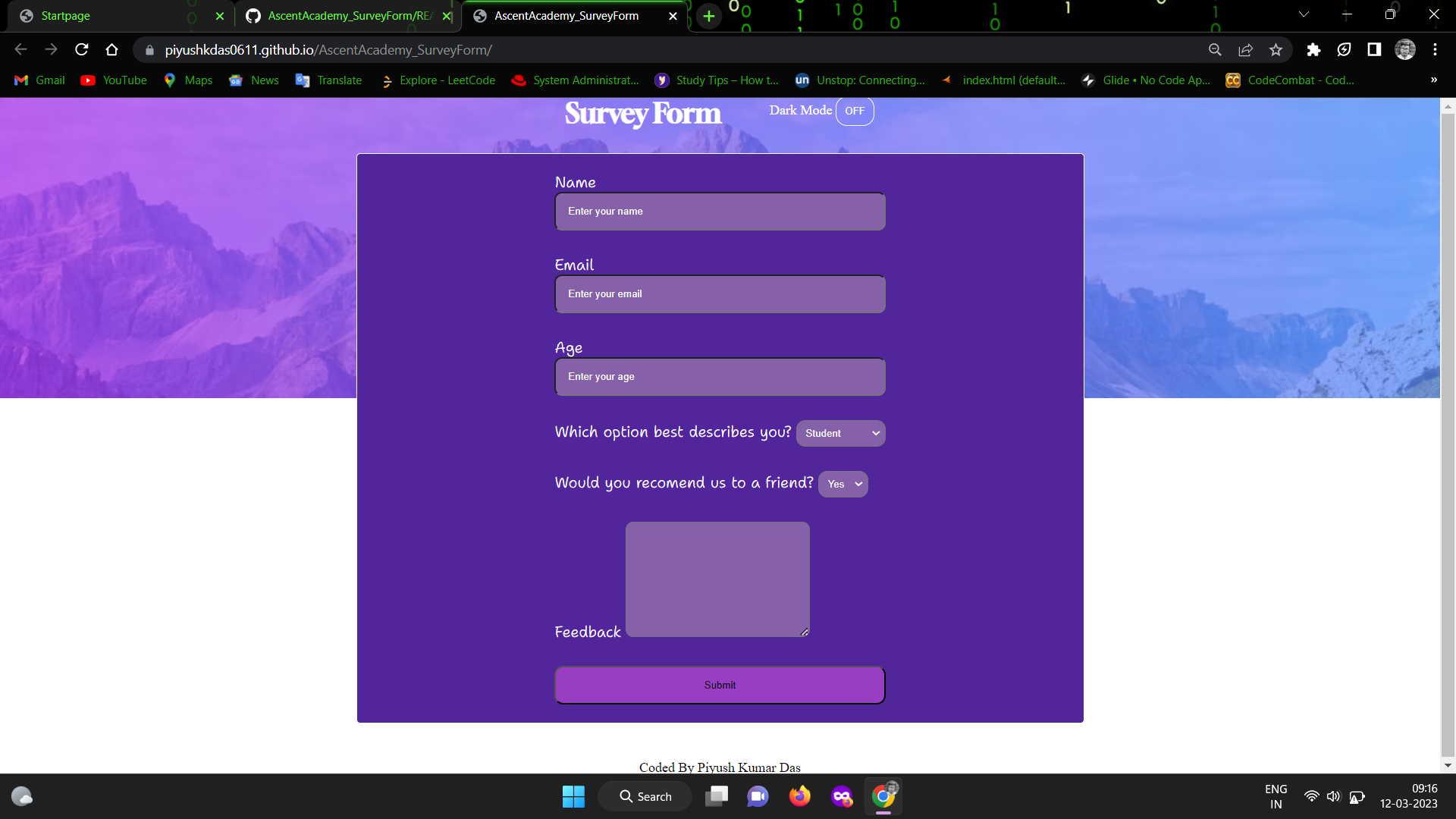 GitHub - piyushkdas0611/AscentAcademy_SurveyForm