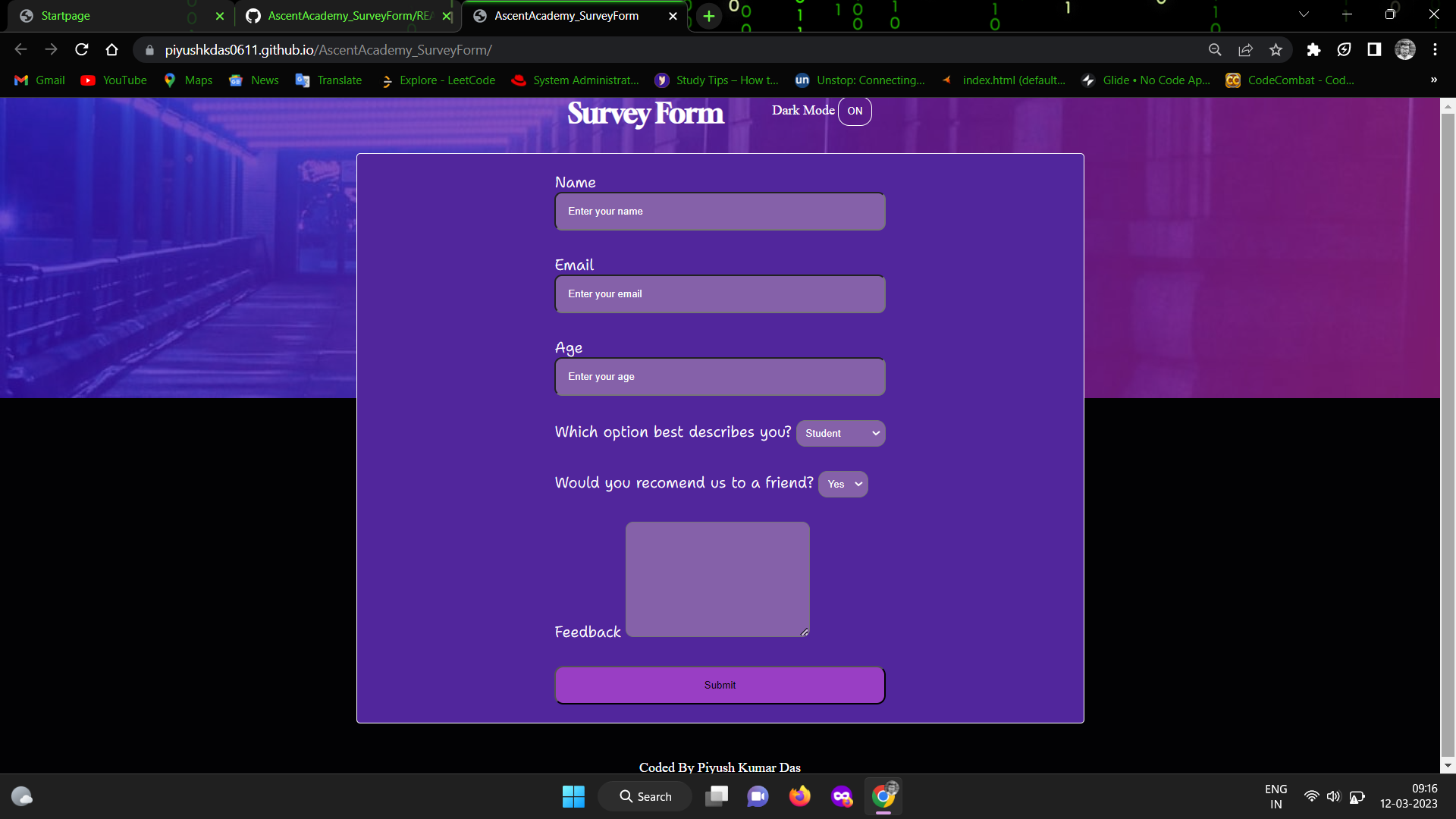 GitHub - piyushkdas0611/AscentAcademy_SurveyForm