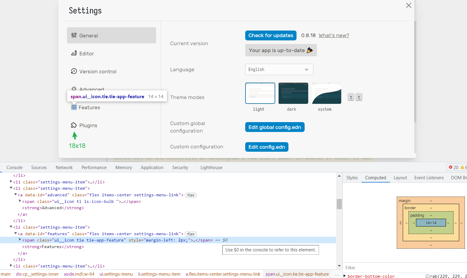 Settings > Features has a different icon style · Issue #8796 · logseq/logseq · GitHub