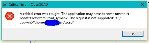 Windows: Crash when accessing symlinked OpenSCAD file · Issue #1309 · openscad/openscad · GitHub