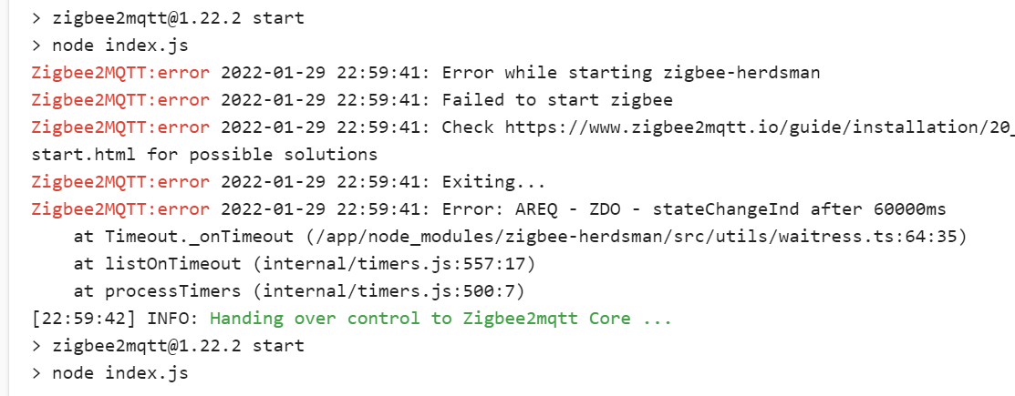 Cant Open Zigbee to MQTT becuase 21-11-02 21:33:29 ERROR (MainThread) [supervisor.api.ingress ...