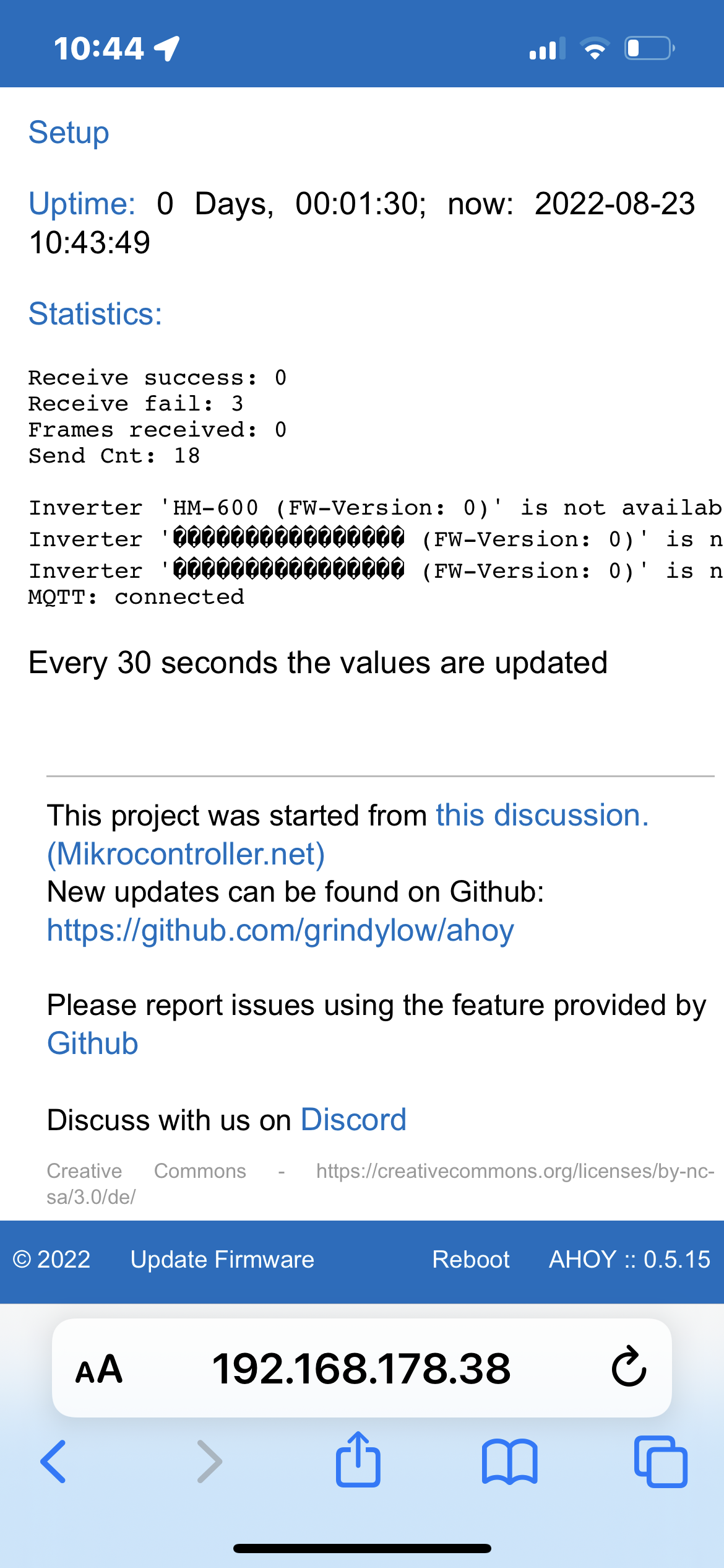 V 0.5.15 stable? Einige Fehler? · Issue #196 · lumapu/ahoy · GitHub