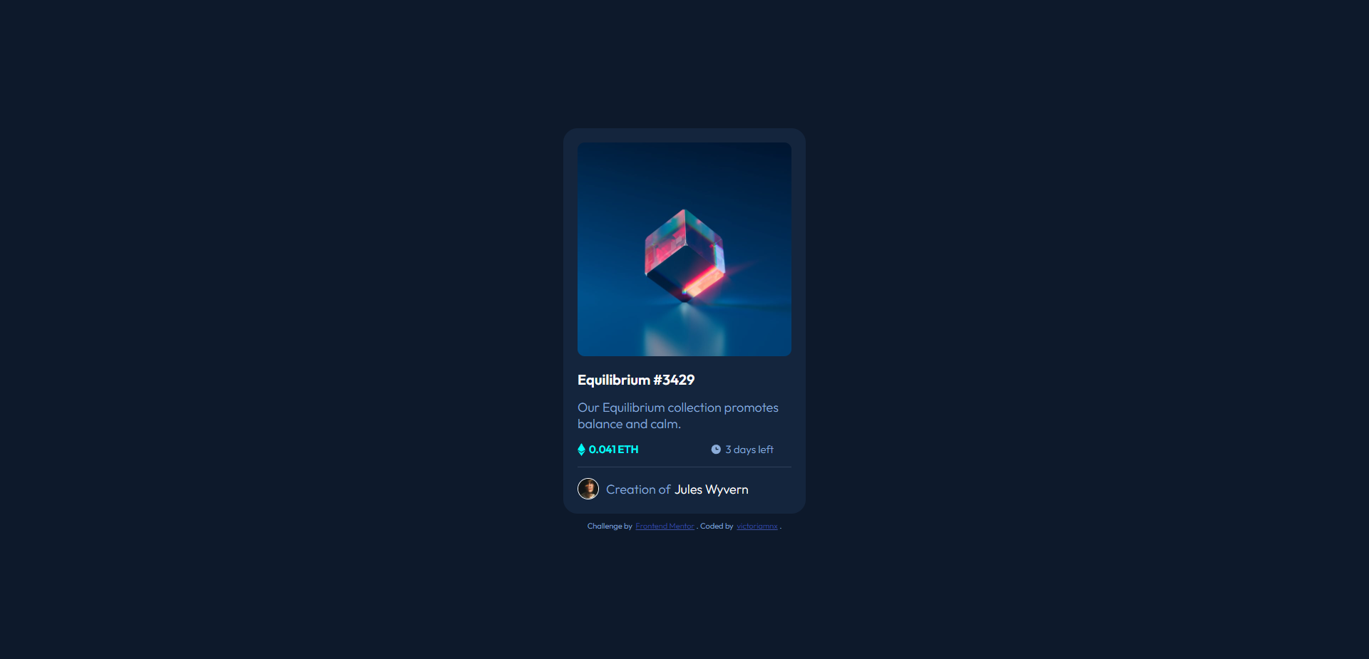 GitHub - victoriamnx/NFT-Preview-Card: NFT Card preview site.