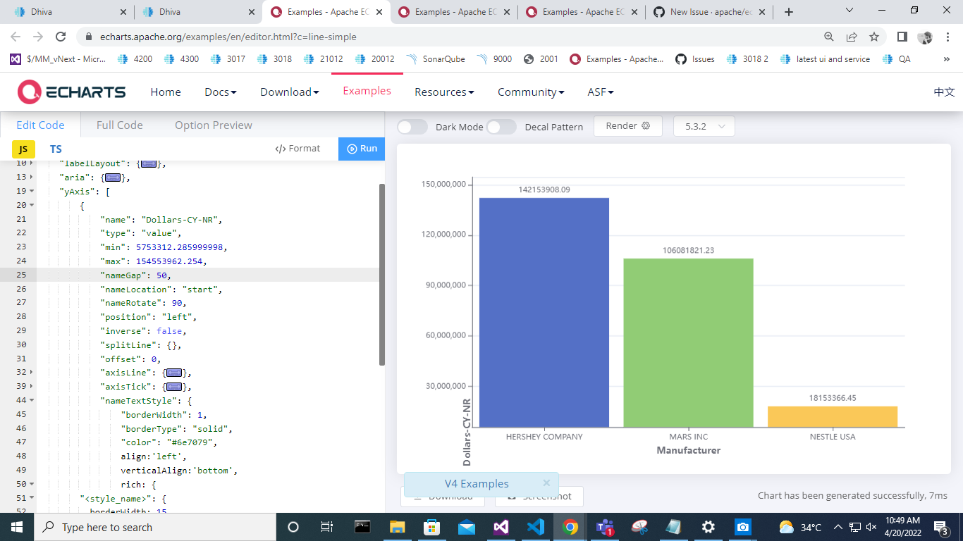 'nameGap' property is not working properly when axis 'nameLocation' is set to 'start' or 'end ...