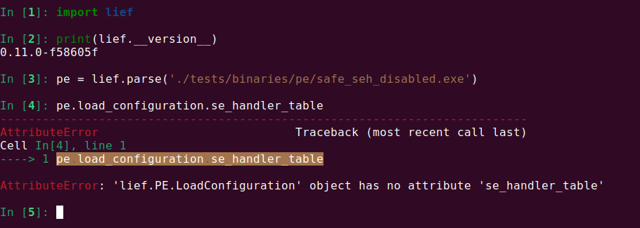 Wrong value returned by has(DLL_CHARACTERISTICS.NO_SEH) · Issue #848 · lief-project/LIEF · GitHub