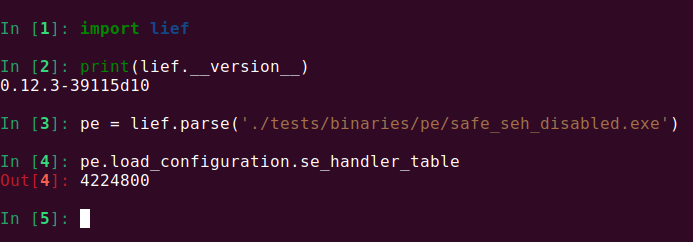 Wrong value returned by has(DLL_CHARACTERISTICS.NO_SEH) · Issue #848 · lief-project/LIEF · GitHub