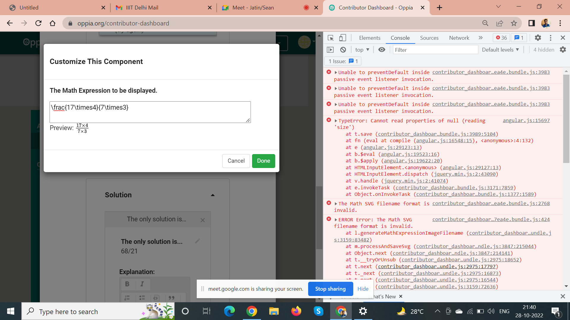 [BUG]: Unable to click on the submit button when reviewing the question on fractions. · Issue ...