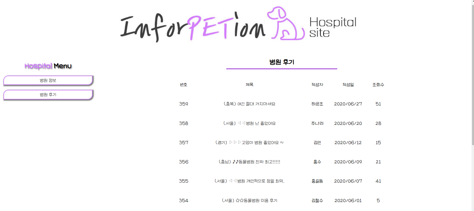 GitHub - yu-heejin/inforPETion: 🐶 반려동물 정보 제공 사이트: InforPETion 😽