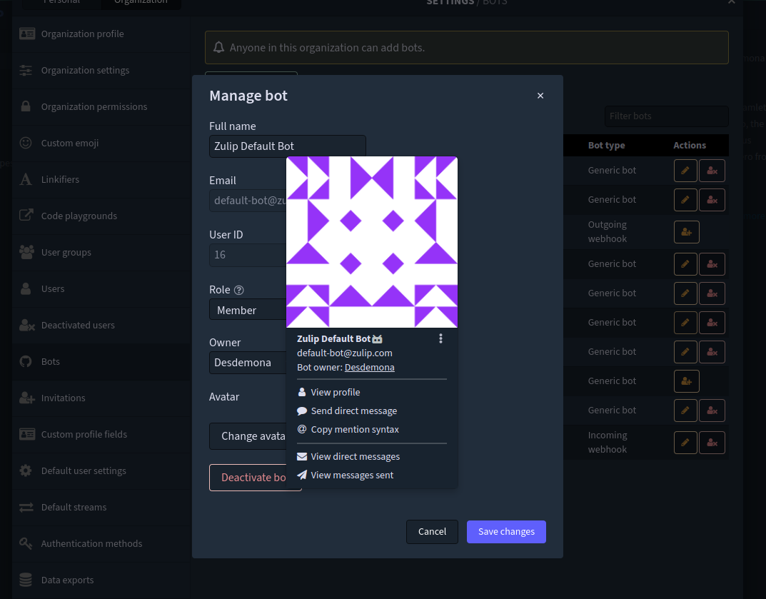 popovers: Close user popovers on button click. by SameepAher · Pull Request #24494 · zulip/zulip ...