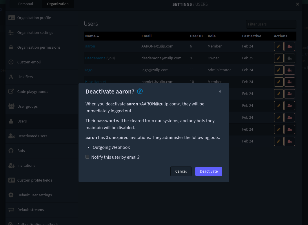 popovers: Close user popovers on button click. by SameepAher · Pull Request #24494 · zulip/zulip ...